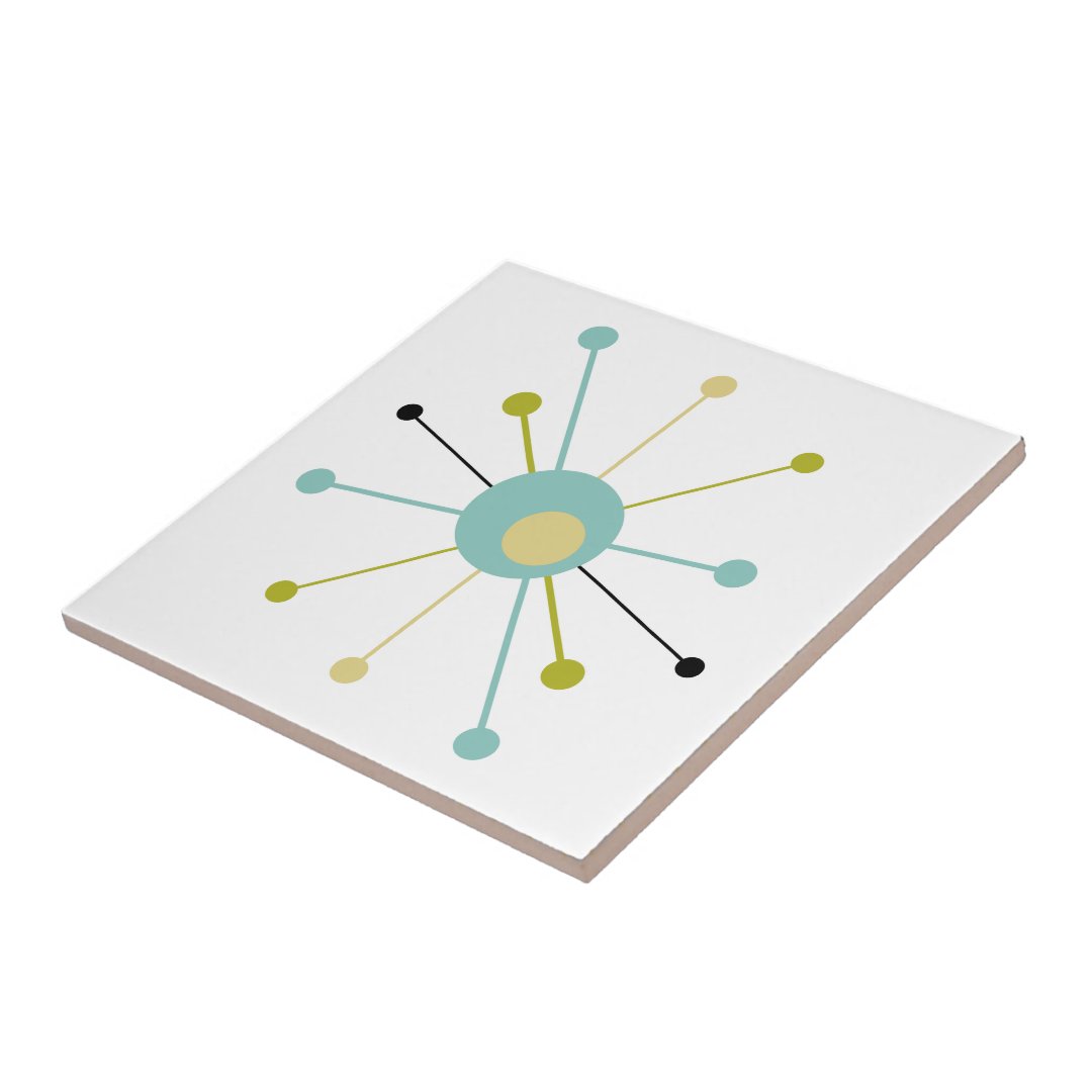 Atomic Era Starburst Mid Century Modern Ceramic Tile | Zazzle
