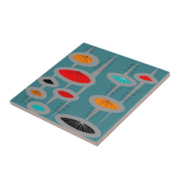 Atomic Mid-Century Inspired Abstract Ceramic Tile | Zazzle