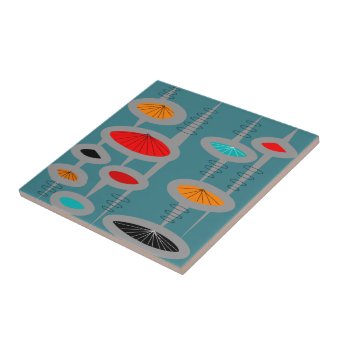 Atomic Mid-Century Inspired Abstract Ceramic Tile | Zazzle