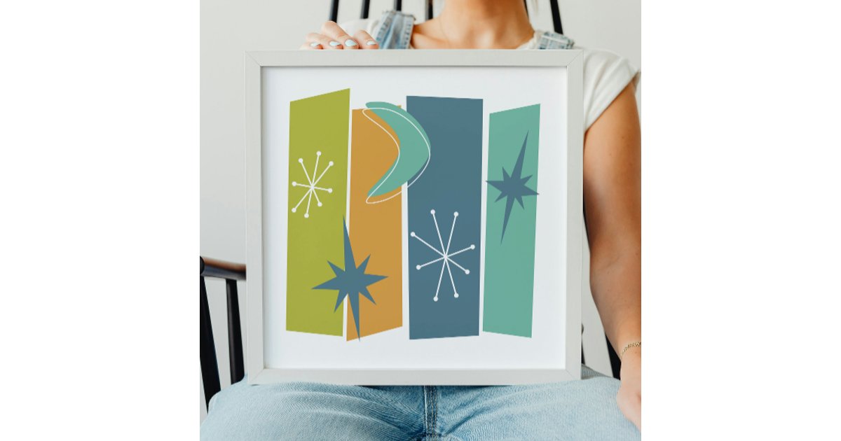 Atomic Rectangles Boomerang Starburst Mid-century Poster | Zazzle