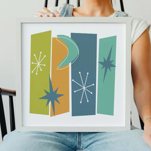 Atomic Rectangles Boomerang Starburst Mid-century Poster | Zazzle