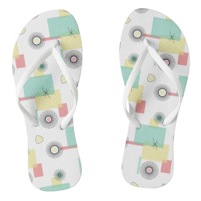 Atomic Retro Geo Flip Flops | Zazzle