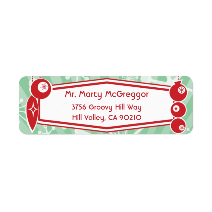 Atomic Retro Holiday Return Address Label | Zazzle