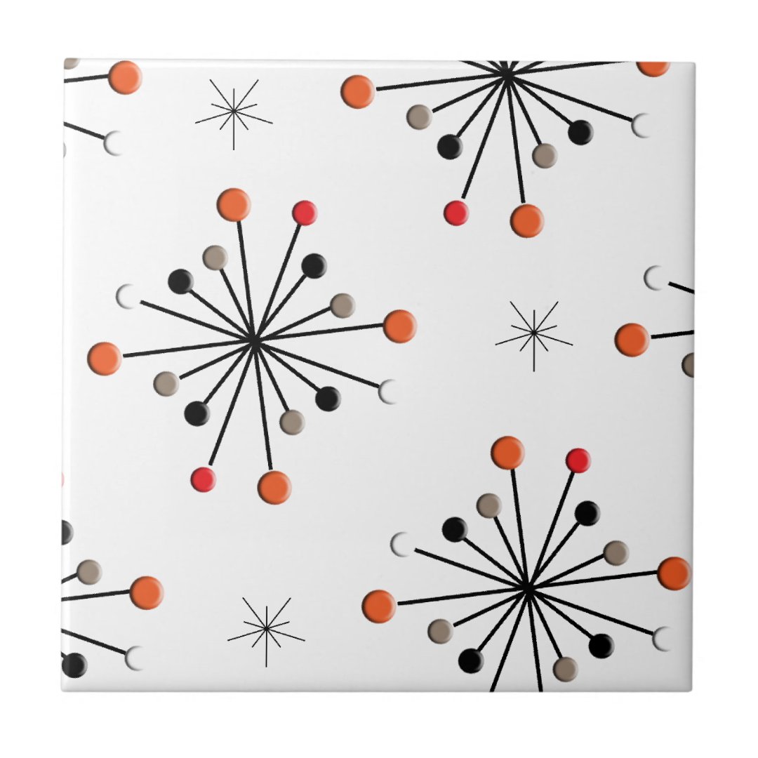 Atomic Sphere Star Burst Retro Patern Ceramic Tile | Zazzle