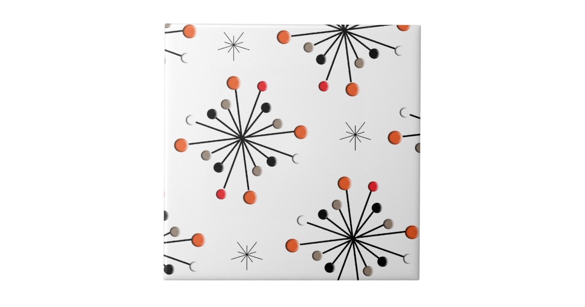 Atomic Sphere Star Burst Retro Patern Ceramic Tile | Zazzle
