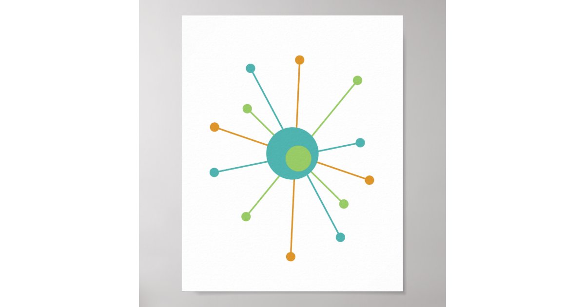 Atomic Star Mid Century Modern Styled Poster | Zazzle
