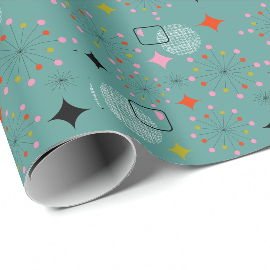 Atomic Starburst Retro Design Wrapping Paper | Zazzle