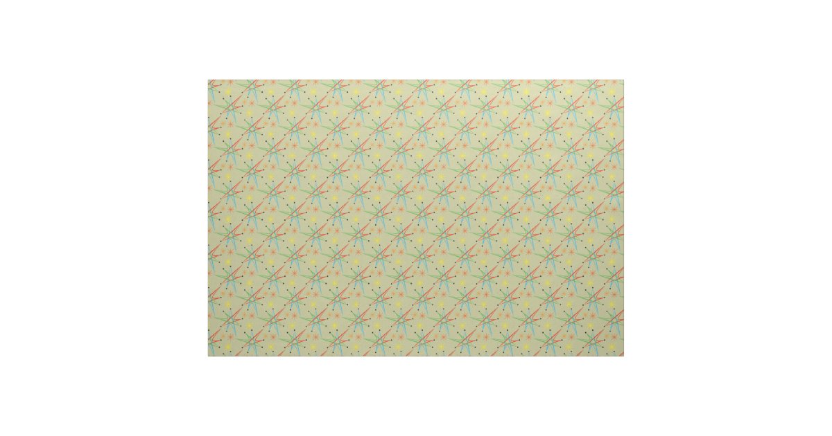 Atomic Starburst Retro Multicolored Pattern Fabric | Zazzle