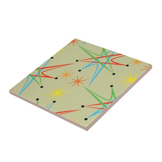 Atomic Starburst Retro Multicolored Pattern Tile | Zazzle.com