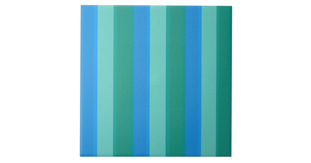 Atomic Teal & Turquoise Stripes Ceramic Tile | Zazzle