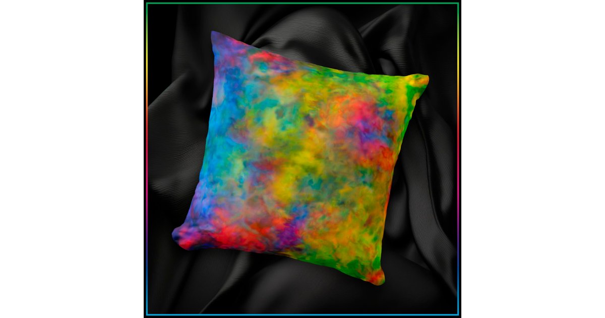 [Atomic Tie-Dye] Psychedelic Rainbow Colors Throw Pillow | Zazzle