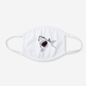 Attack of the Great White Shark White Cotton Face Mask | Zazzle