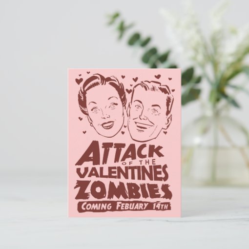 Attack of the Valentines Zombies Holiday Postcard | Zazzle