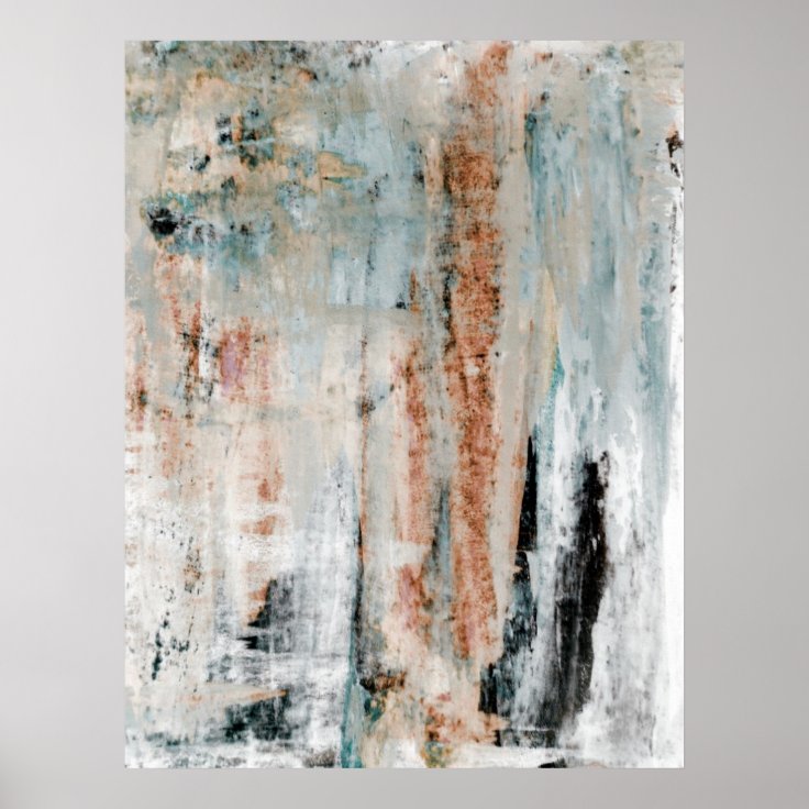 'Attention' Neutral Abstract Art Poster Print | Zazzle