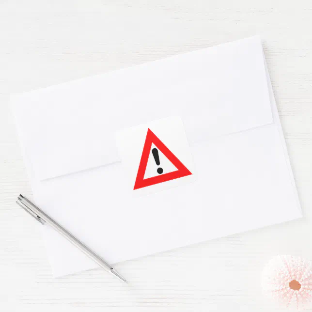 Attention Triangle Symbol Square Sticker | Zazzle