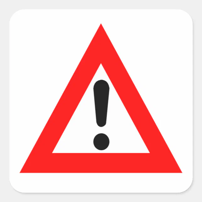 Attention Triangle Symbol Square Sticker | Zazzle