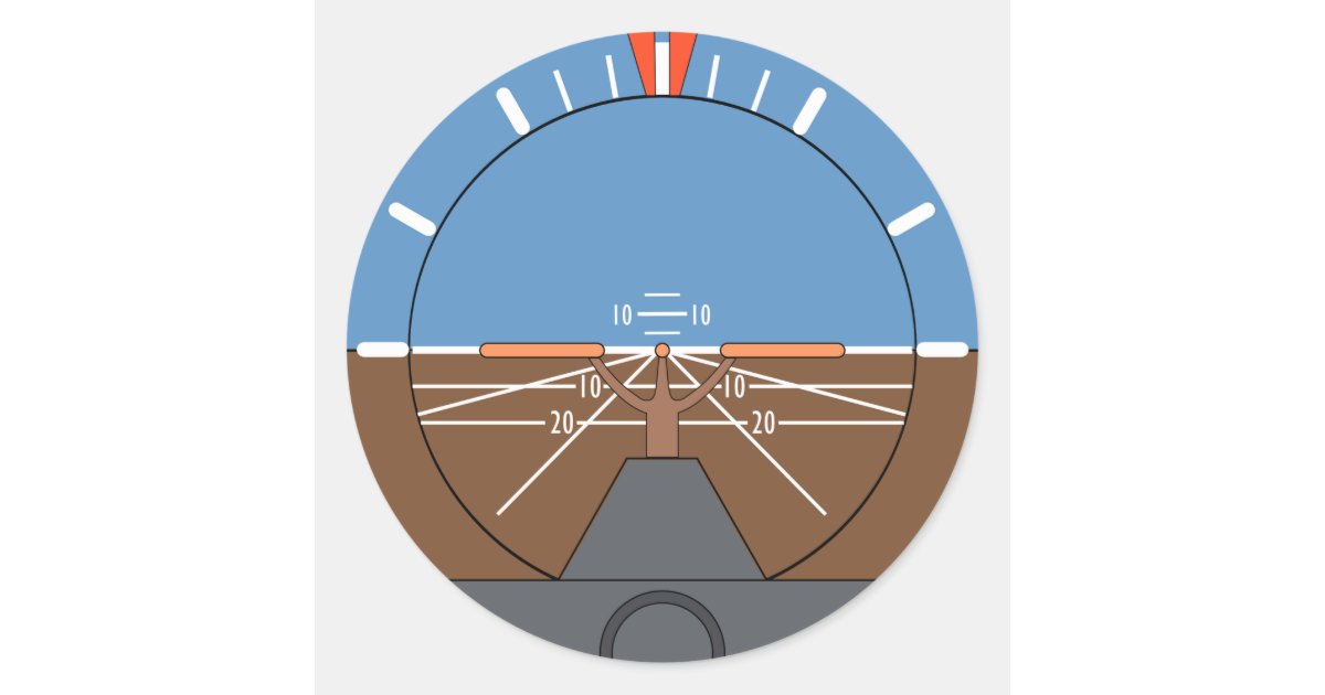 Attitude Indicator Aircraft Flight Instrument Classic Round Sticker ...
