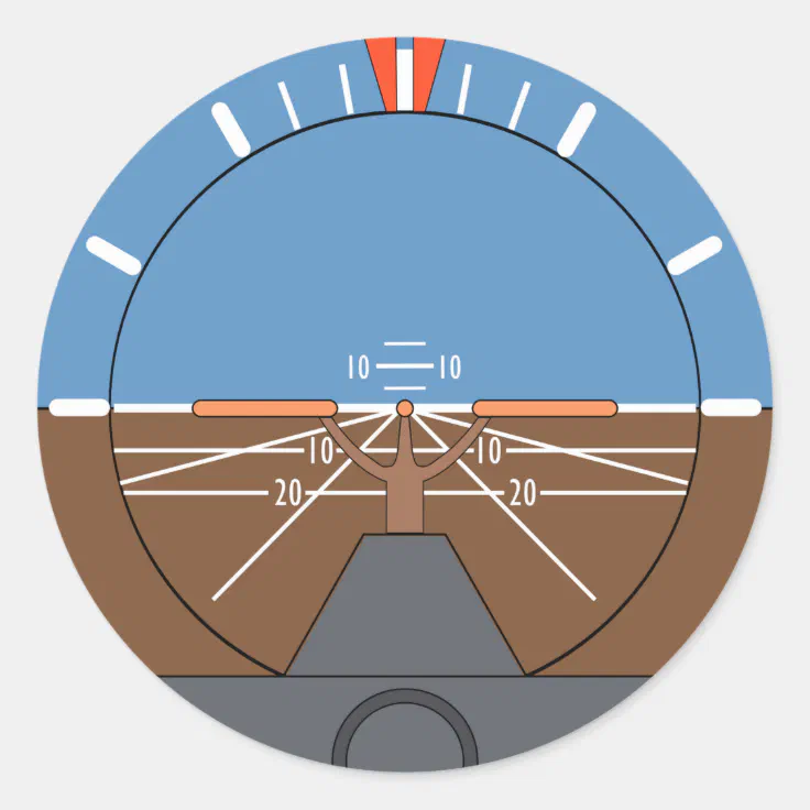 Attitude Indicator Aircraft Flight Instrument Classic Round Sticker ...