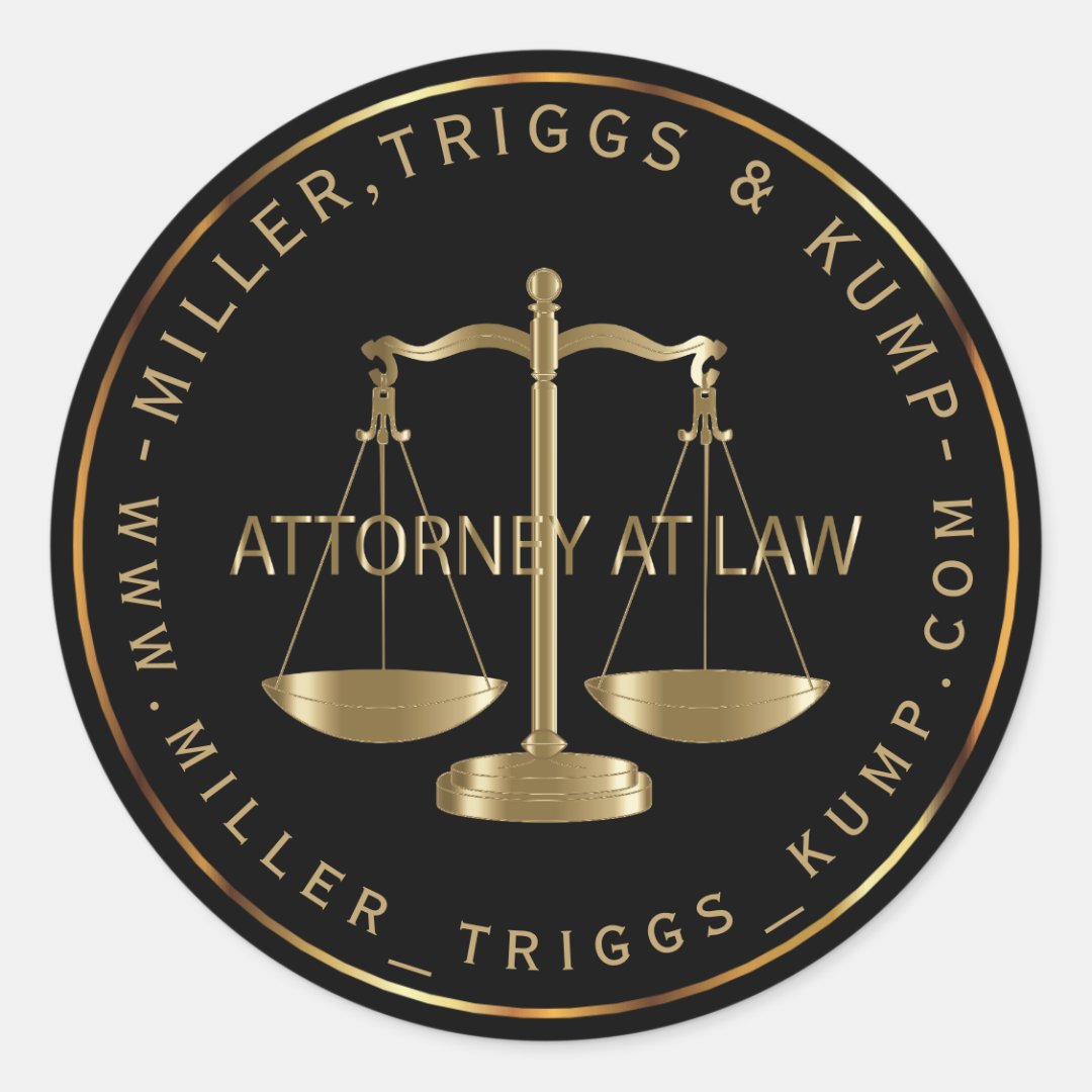 Attorney at Law - Black and Gold Classic Round Sticker | Zazzle