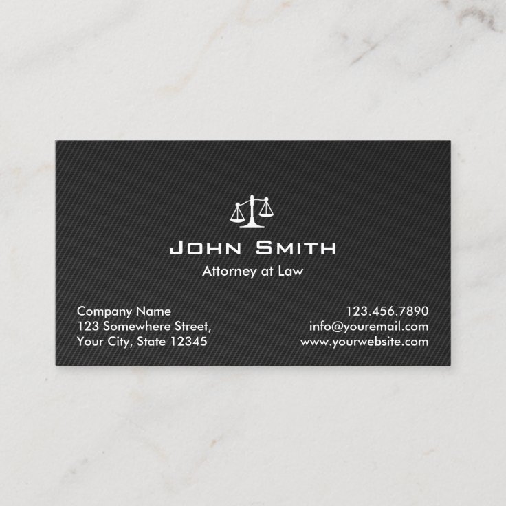 Attorney at Law Black Carbon Fiber Lawyer Business Card | Zazzle