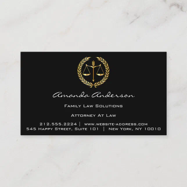 Attorney at Law Black Gold Scale Lawyer Custom VIP Business Card | Zazzle