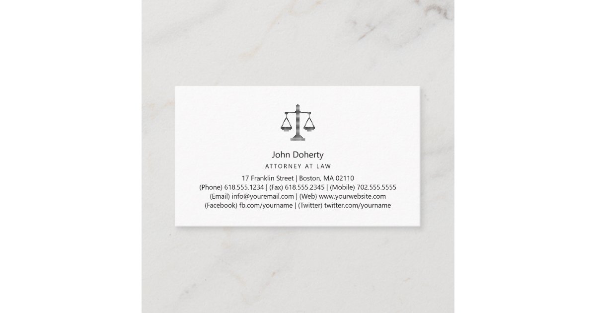 ATTORNEY AT LAW BUSINESS CARD | Zazzle