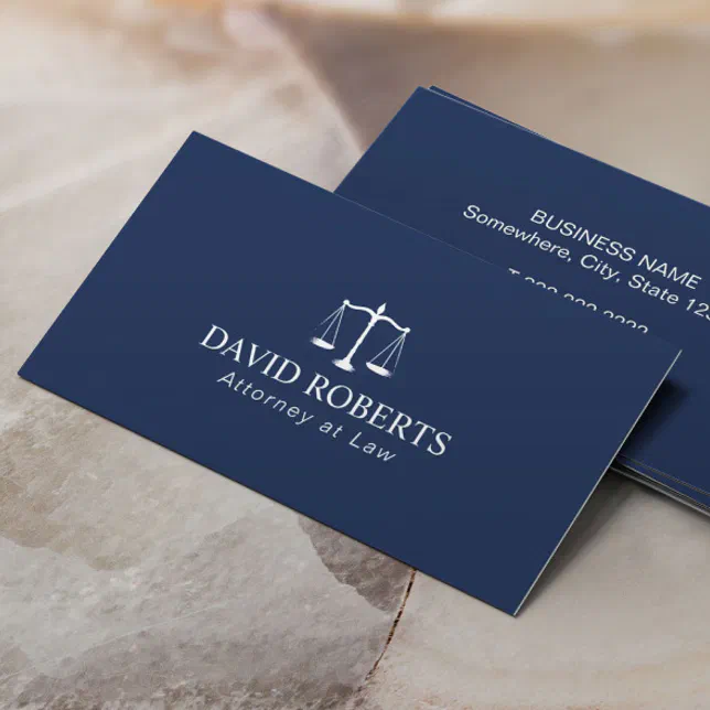 Attorney at Law Elegant Navy Blue Lawyer Business Card | Zazzle