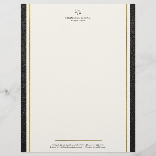 Attorney at law faux leather gold stripes elegant letterhead | Zazzle.com