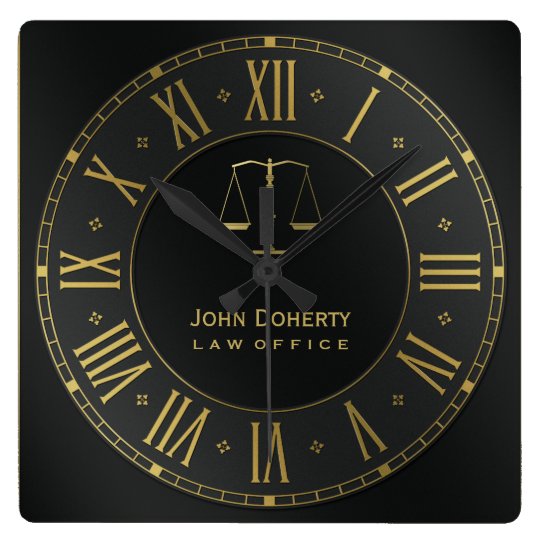 ATTORNEY AT LAW | Golden Personalizable Square Wall Clock | Zazzle.com