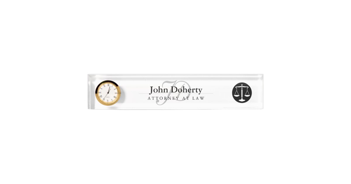 ATTORNEY AT LAW | Initials Desk Name Plate | Zazzle