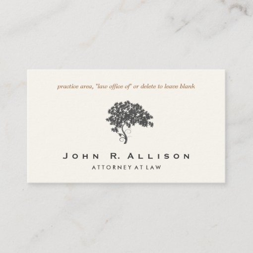 Attorney at Law Ivory Elegant Tree Business Card | Zazzle