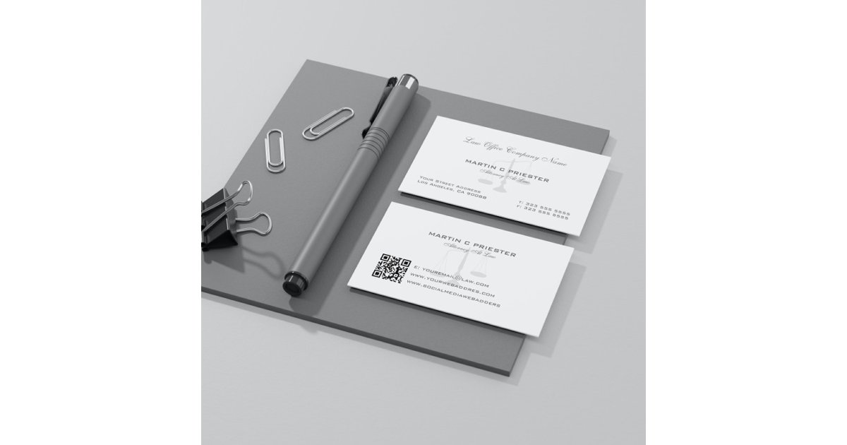 Attorney At Law, Justice Scale Watermark Business Card | Zazzle
