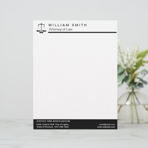 Attorney At Law Lawyer Justice Professional Letterhead | Zazzle