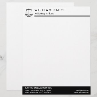 Attorney At Law Lawyer Justice Professional Letterhead | Zazzle
