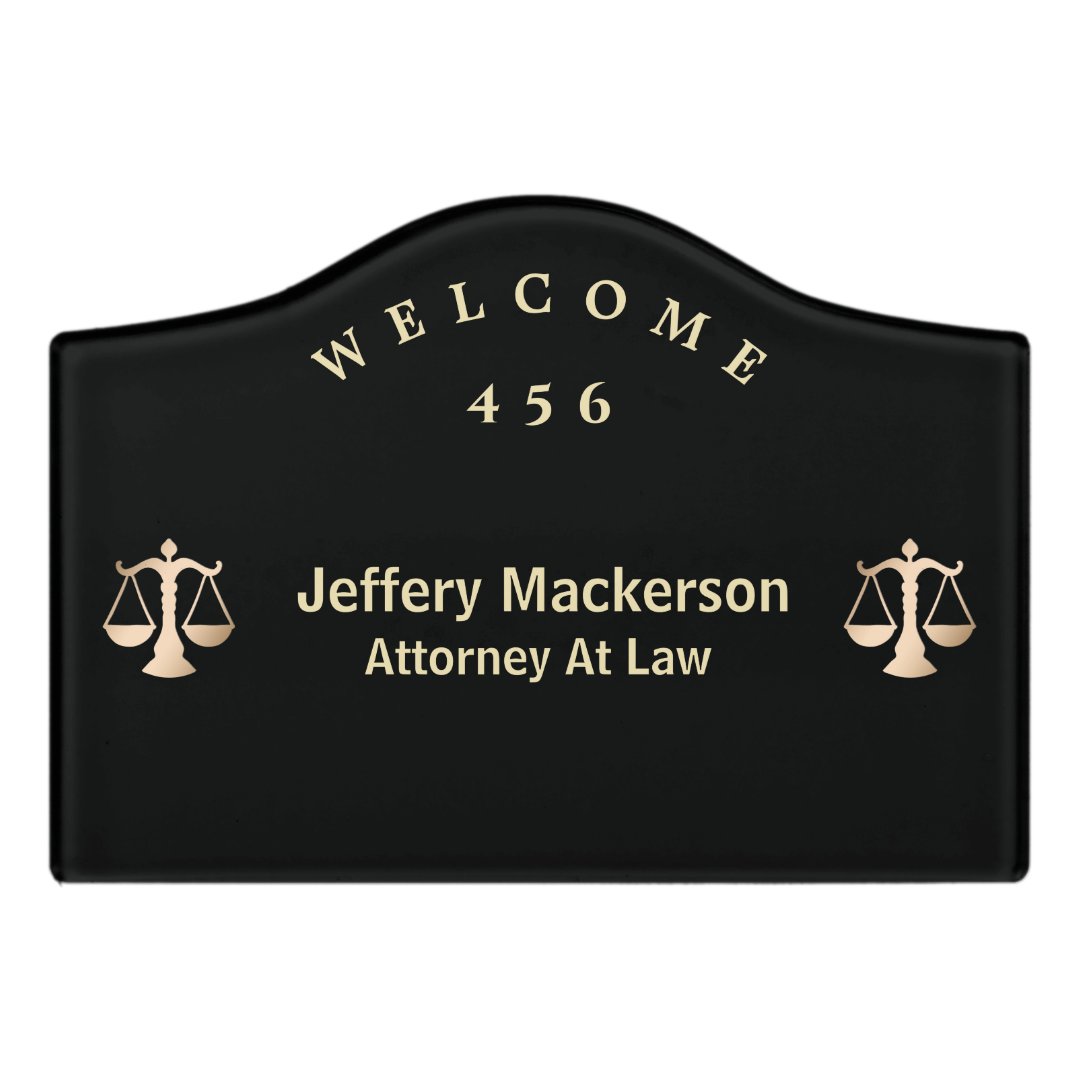 Attorney At Law Lawyer Scales of Justice Custom Door Sign | Zazzle