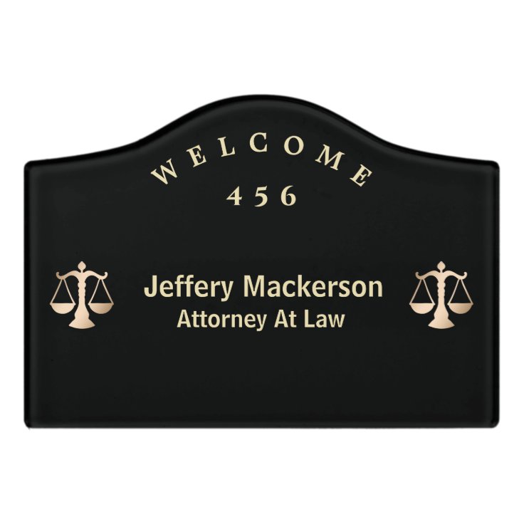 Attorney At Law Lawyer Scales of Justice Custom Door Sign | Zazzle