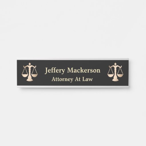 Attorney At Law Lawyer Scales of Justice Gold Door Sign | Zazzle