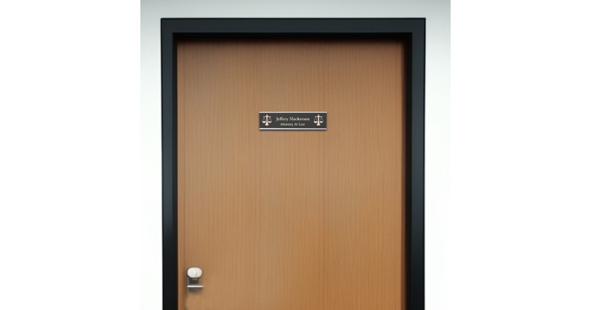 Attorney At Law Lawyer Scales of Justice Gold Door Sign | Zazzle