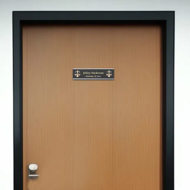 Attorney At Law Lawyer Scales of Justice Gold Door Sign | Zazzle