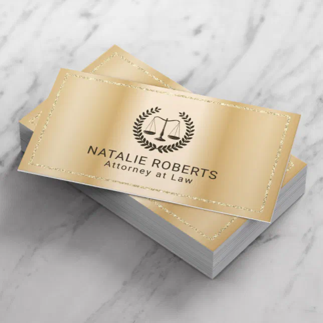 Attorney at Law Modern Gold Frame Lawyer Office Business Card | Zazzle