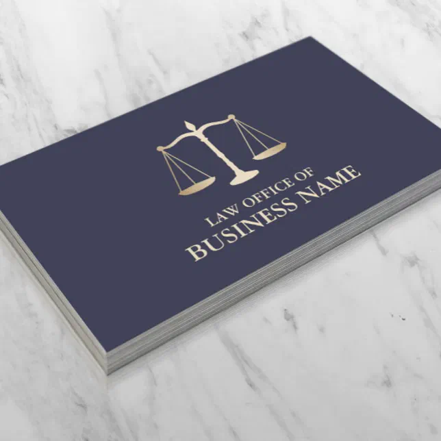 Attorney at Law Navy Blue & Gold Plain Business Card | Zazzle