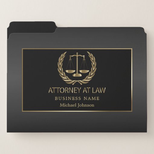 Attorney at Law Office - Black and Gold File Folder | Zazzle