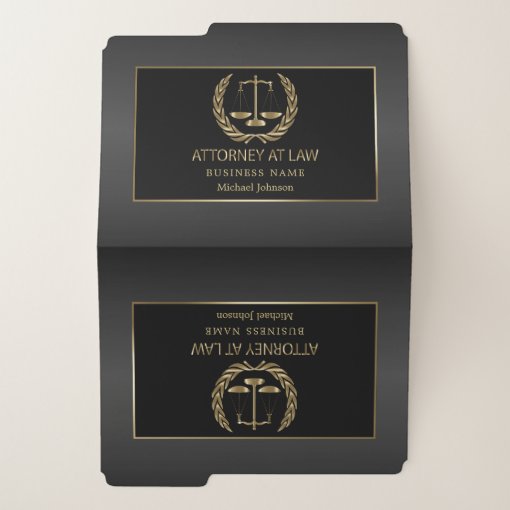 Attorney at Law Office - Black and Gold File Folder | Zazzle