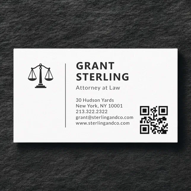 Attorney at Law QR Code Scales of Justice Business Card | Zazzle