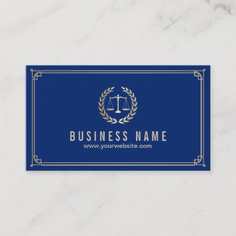 Attorney at Law Royal Blue Gold Framed Lawyer Business Card | Zazzle