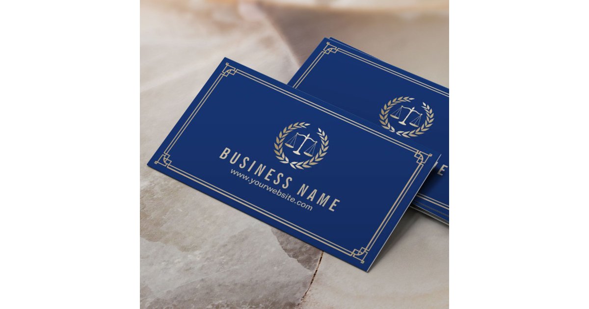 Attorney at Law Royal Blue Gold Framed Lawyer Business Card | Zazzle