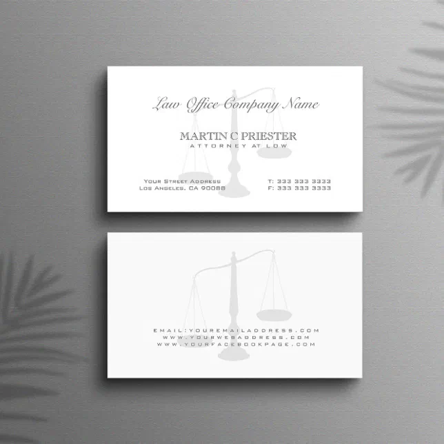 Attorney At Law Scale Watermark Business Card | Zazzle