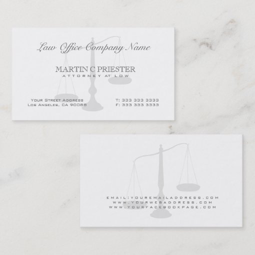 Attorney At Law Scale Watermark Business Card | Zazzle