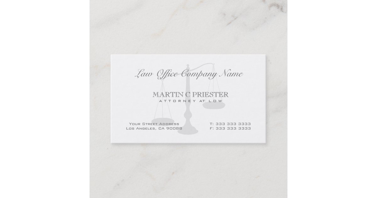 Attorney At Law Scale Watermark Business Card | Zazzle