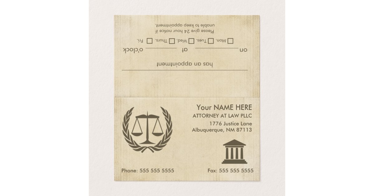 Attorney at Law Vintage Parchment Appointment Business Card | Zazzle
